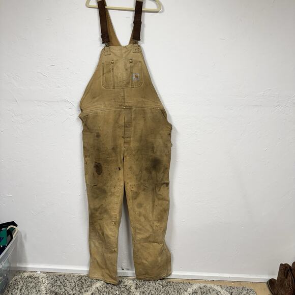 Carhartt | Pants | Carhartt Overalls Tan 48 L35 0s Cotton Mexico Coveralls Extra Worn Stains ...